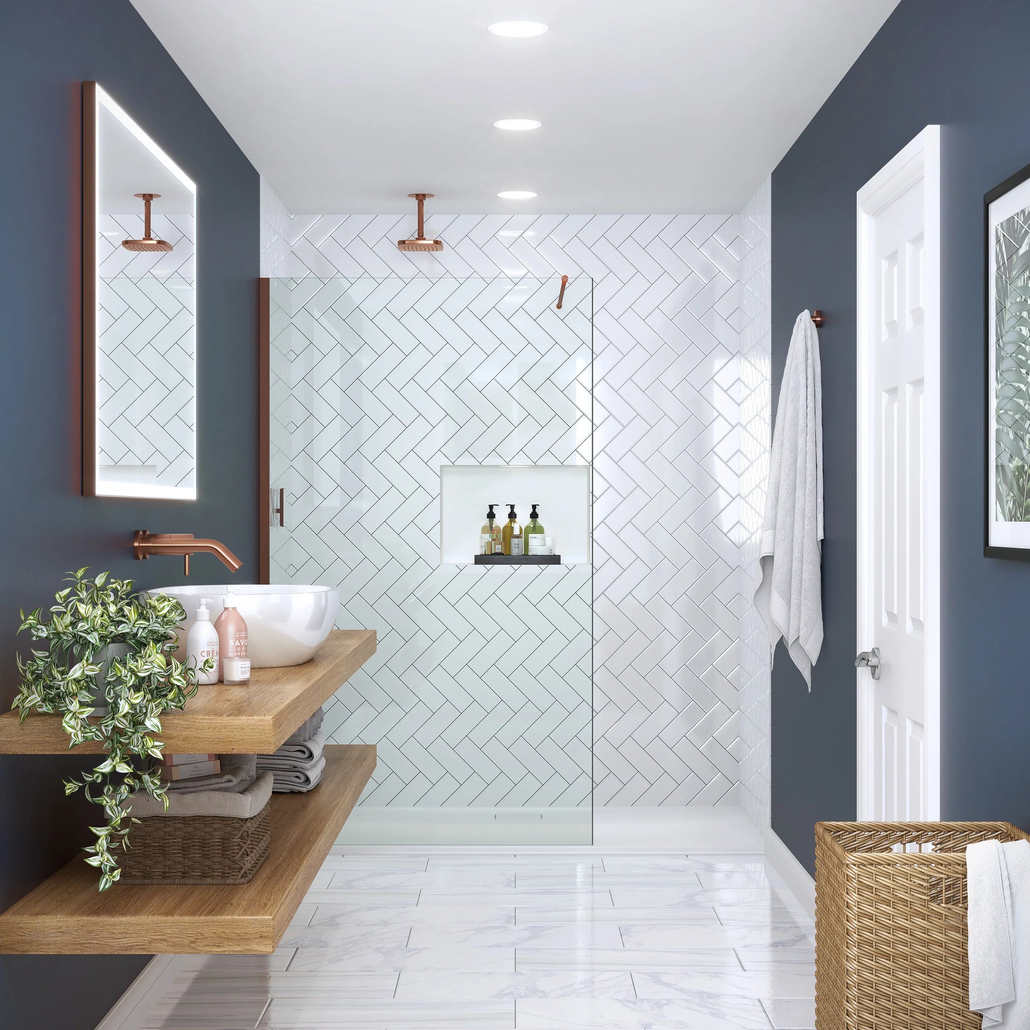 Brushed Bronze Shower Screens