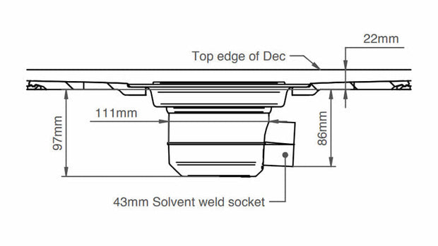 Impey Level Dec Easy Fit Wet Room Floor Tray - 1850 x 900 x 22mm