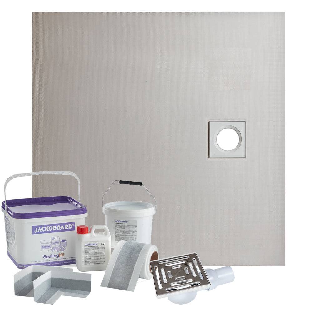 Wet Room Kit Walk in Shower Tray: 1200 x 1200mm OFFSET Drain WetBase®