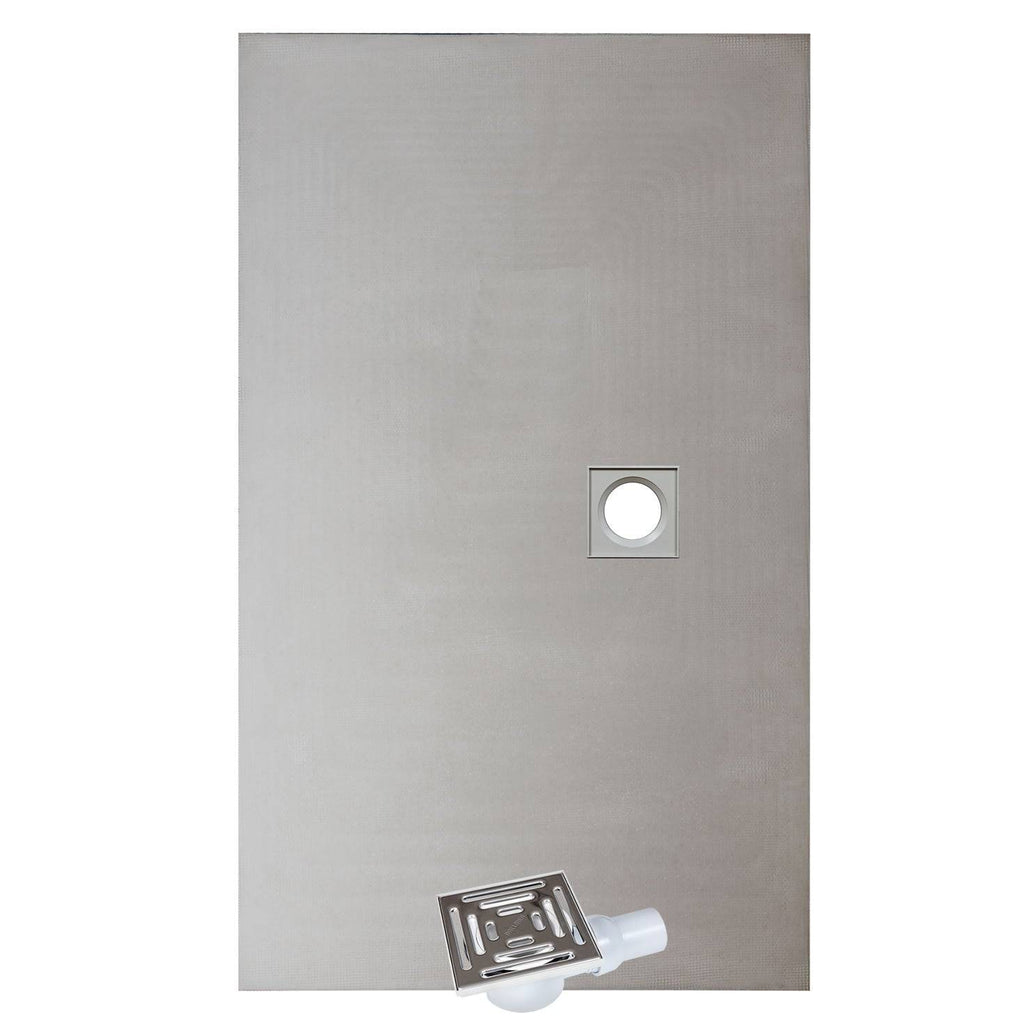 Wet Room Kit Walk in Shower Tray 1200 x 760mm CENTRE OFFSET Drain