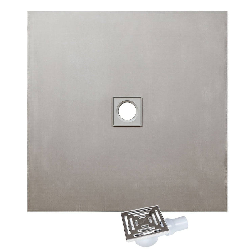 Wet Room Kit Walk in Shower Tray: 1200 x 1200mm CENTRE Drain WetBase ...