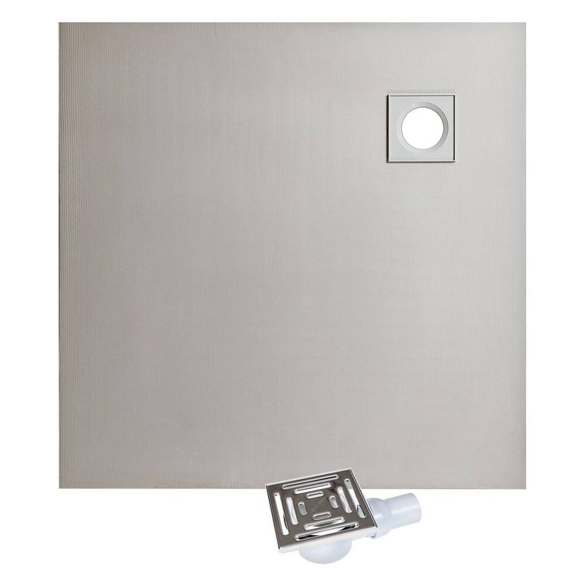 Wet Room Kit Walk in Shower Tray: 1000 x 1000mm CORNER Drain WetBase ...