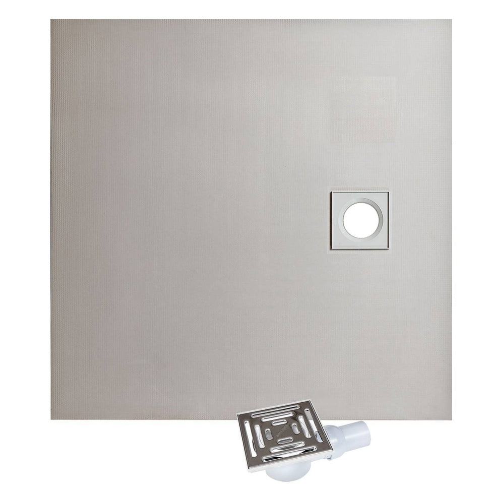 Wet Room Kit Walk in Shower Tray: 1200 x 1200mm OFFSET Drain WetBase®